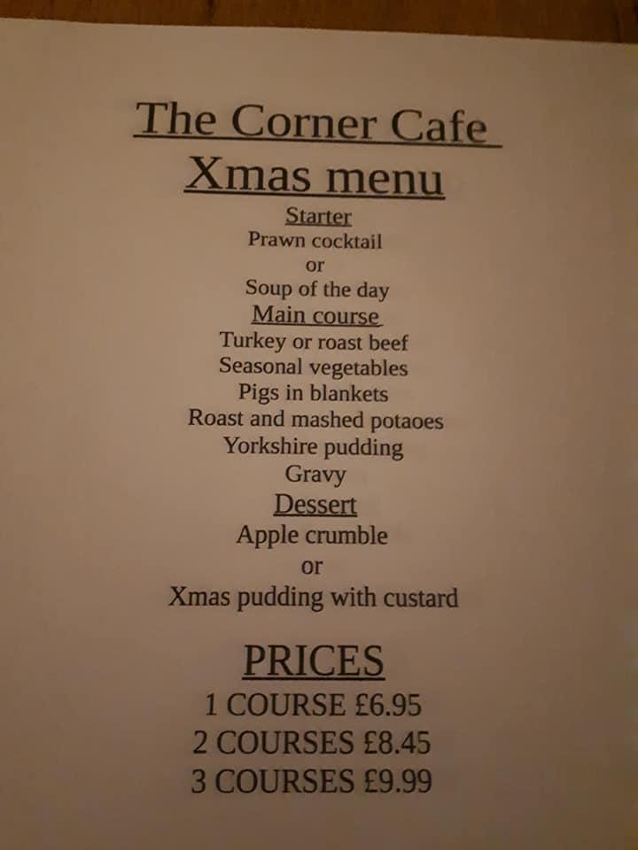Menu at The Corner Cafe, Shildon