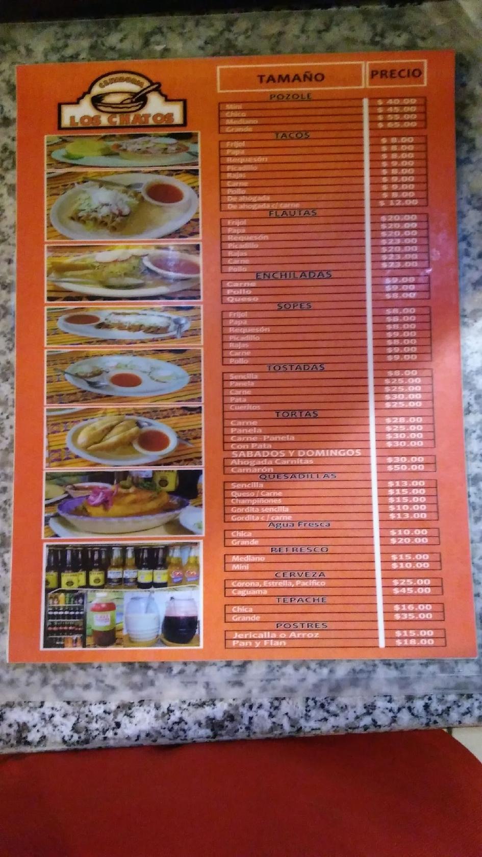 Menu at Cenaduría La Casa de los Chatos. restaurant, Guadalajara