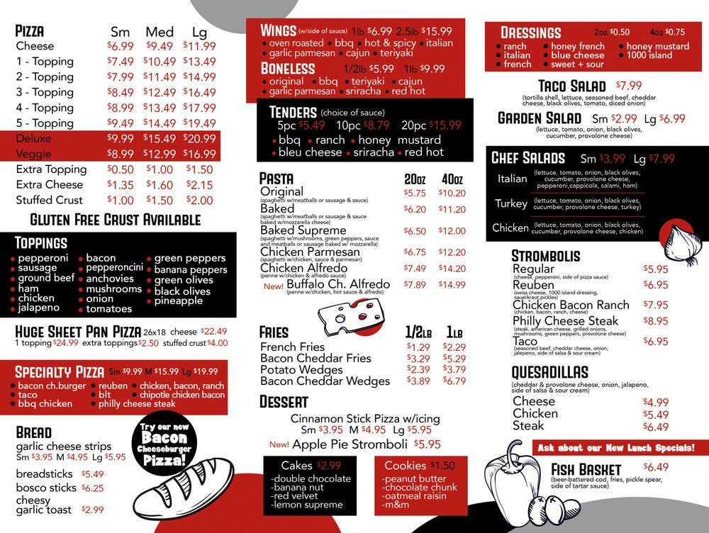 Menu at Donna D's Family Pizza pizzeria, Ashland