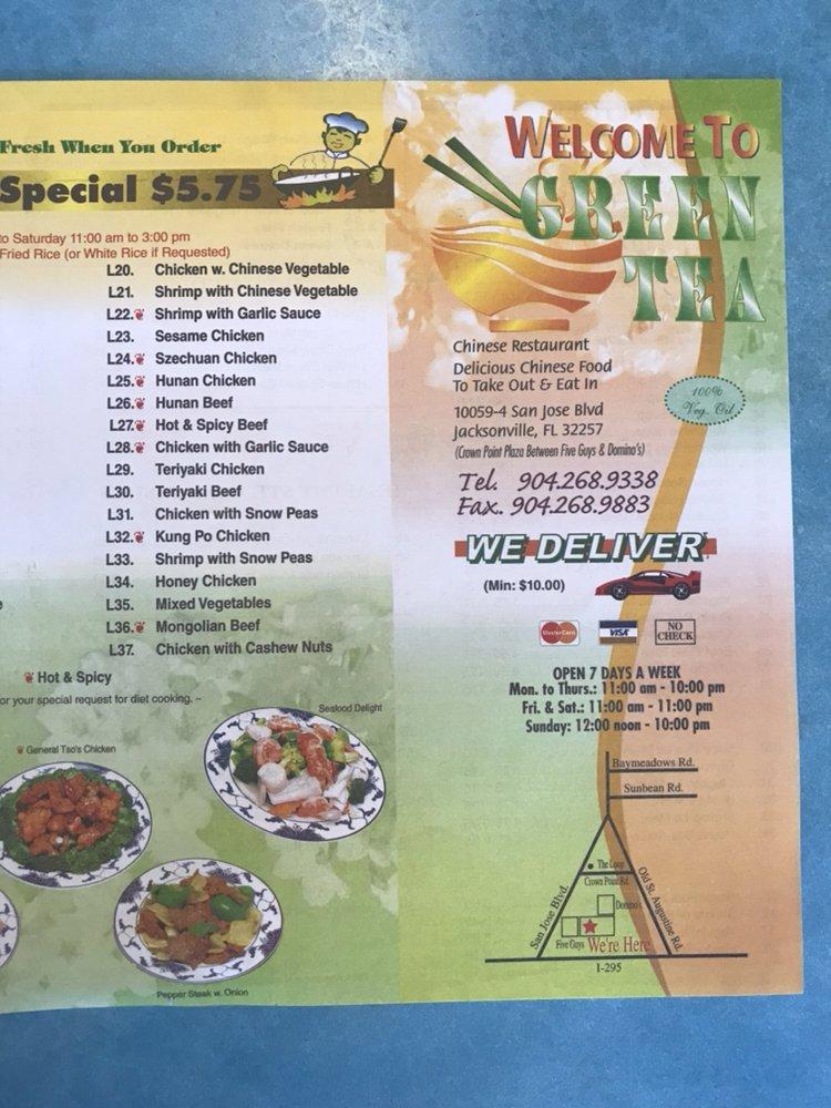 Menu at Green Tea restaurant, Jacksonville, 10039 San Jose Blvd