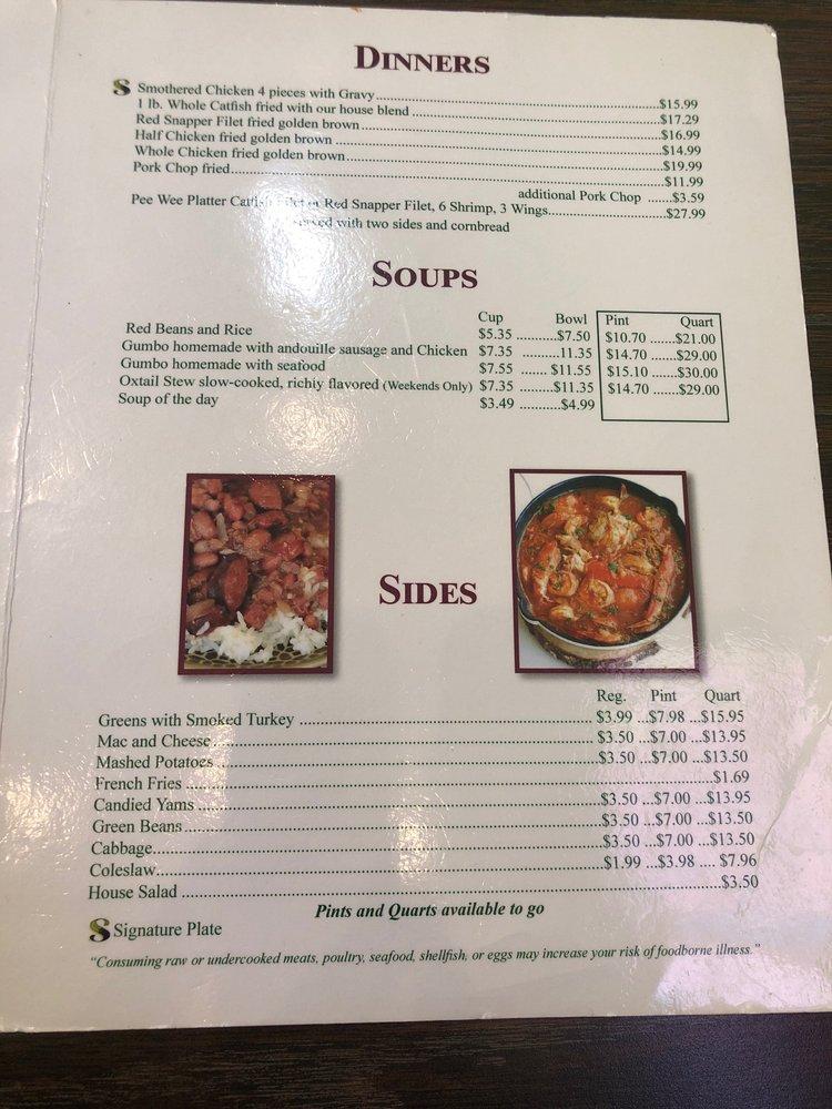 Menu at Pee Wees restaurant., Rock Island