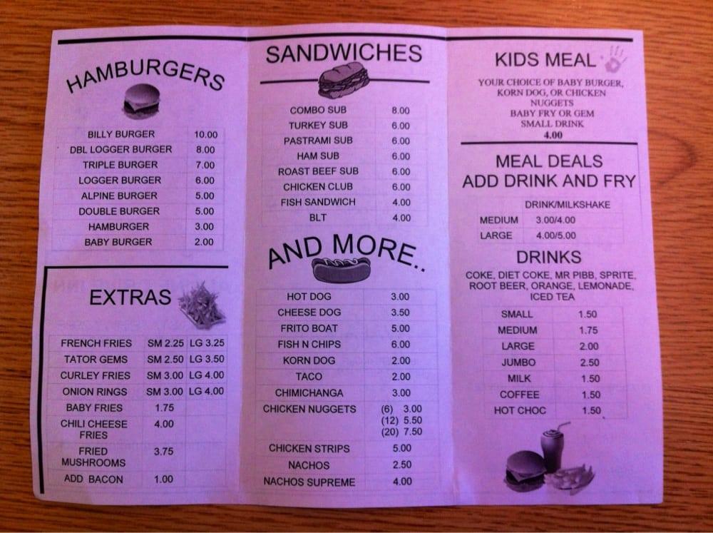 Menu at Alpine Drive Inn fast food, Burney