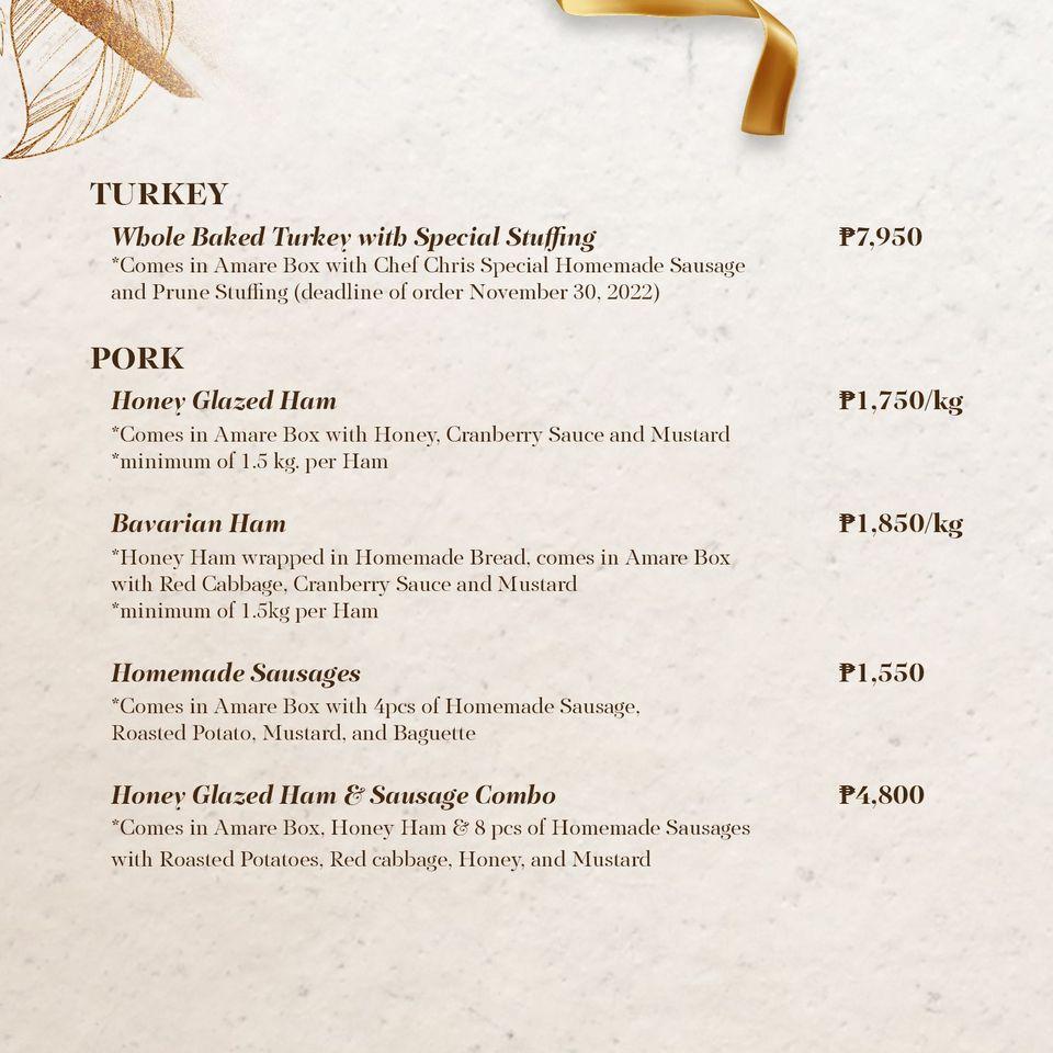 Menu at Amare by Chef Chris restaurant, Angeles, Royce Hotel M. A ...