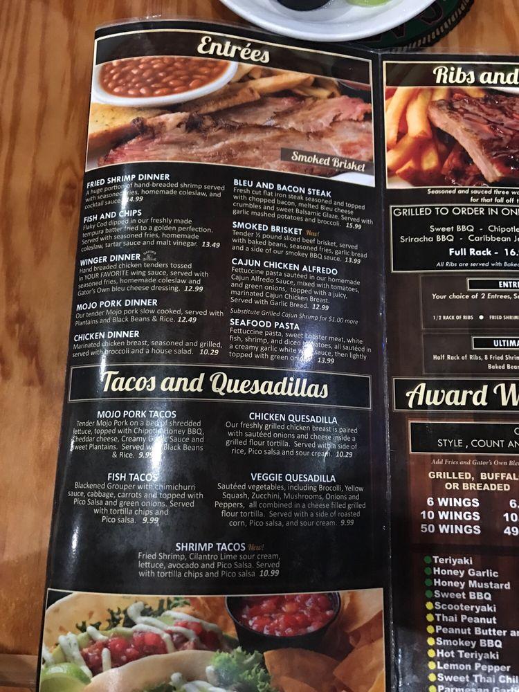 Menu at Gators Dockside Gainesville pub & bar, Gainesville