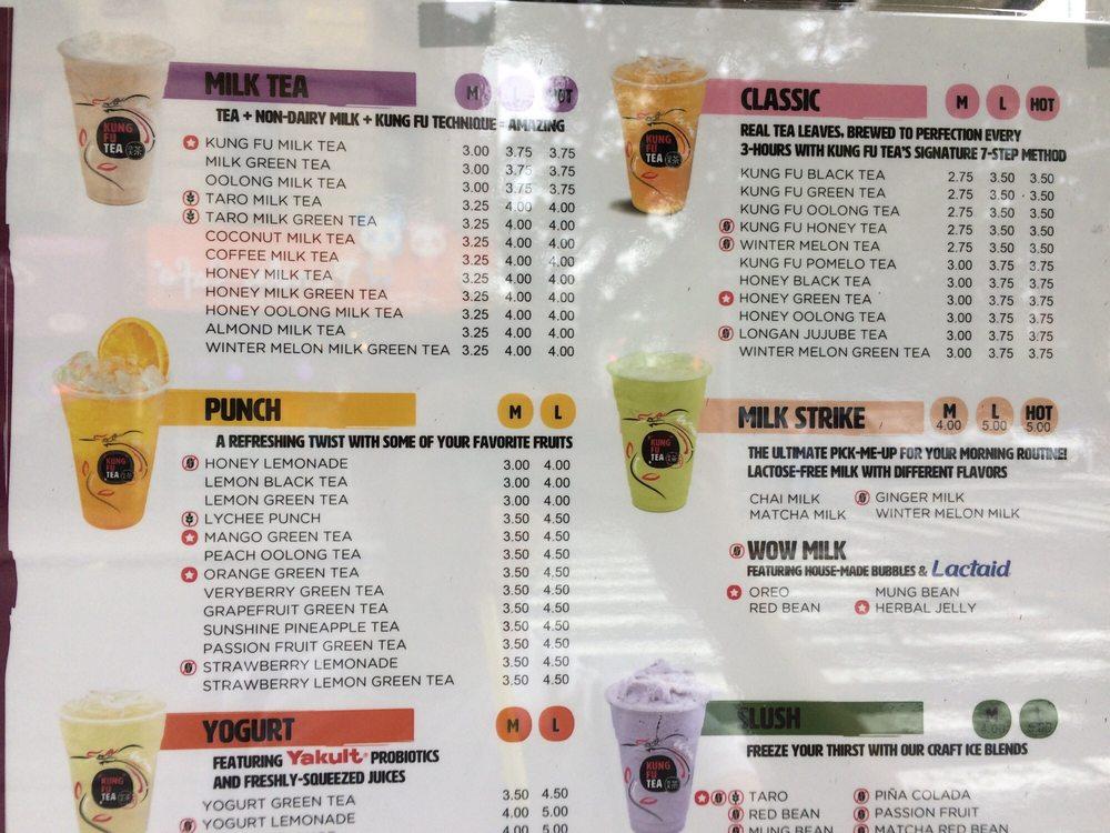 Menu at Kung Fu Tea pub & bar, New York City, 73 Chrystie St