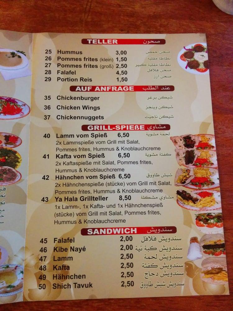Speisekarte von Ya Hala Chicken fast Food, Berlin, Pankstraße 51