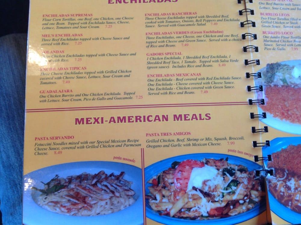 Menu at El Tres Amigos restaurant, Bolivar