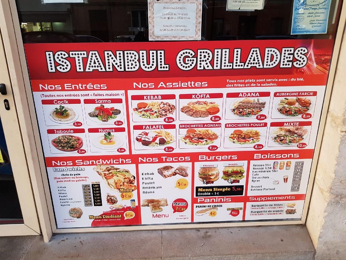 Menu au Istanbul Grillades & Tacos restaurant, Caussade