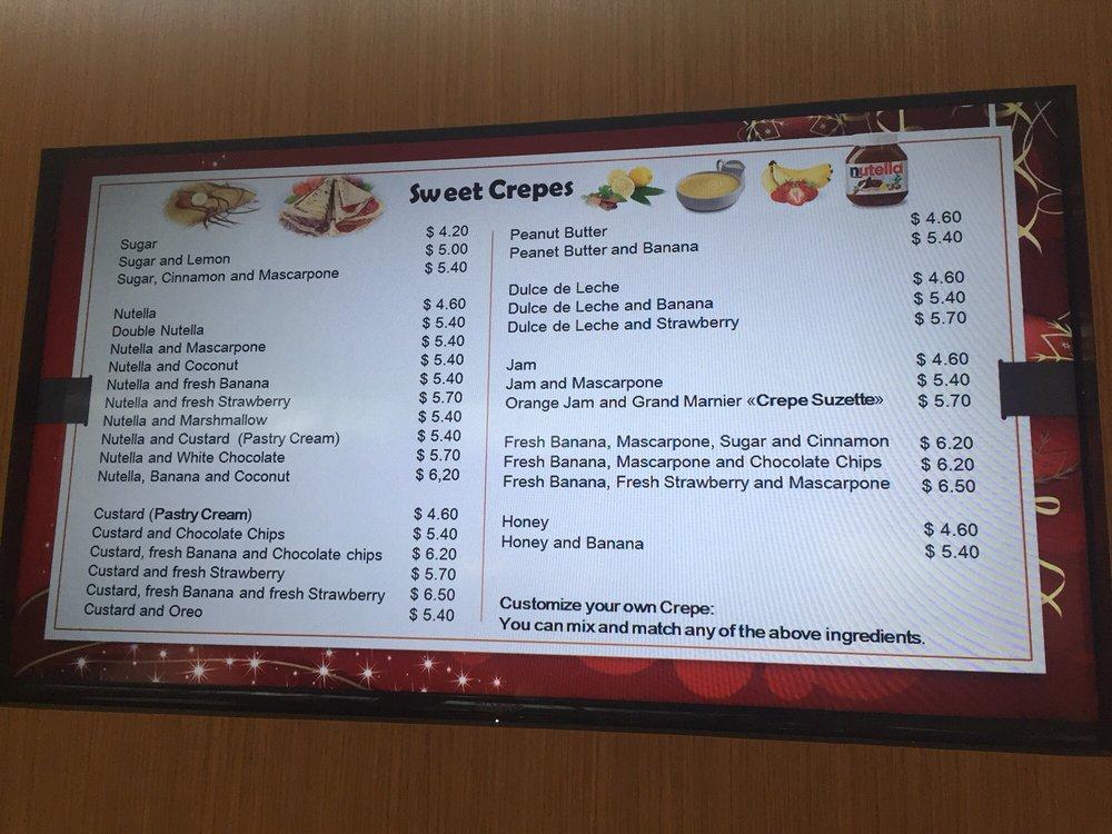 Menu at Le Crepes cafe, Jacksonville