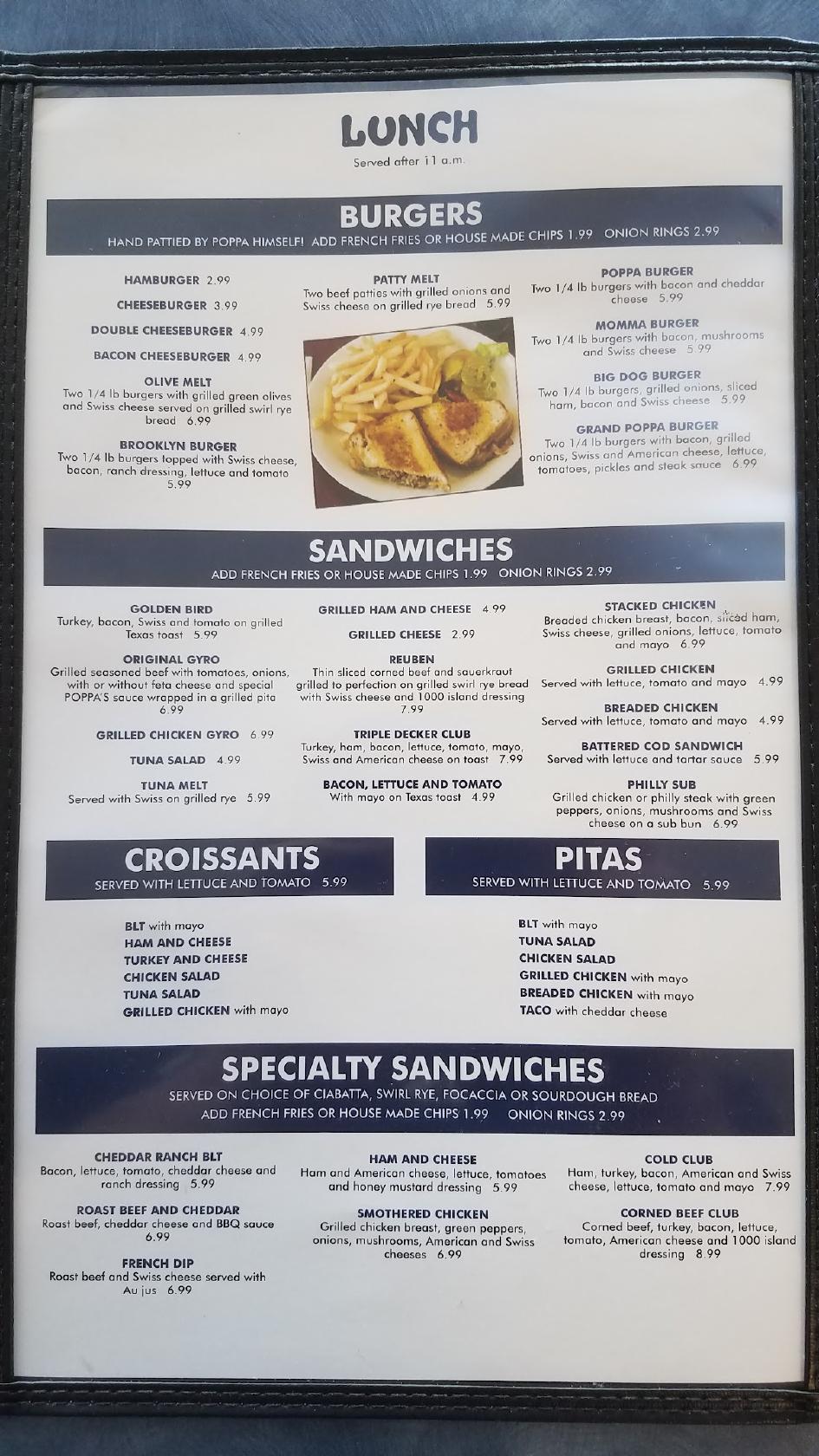 Menu at Poppa's Place Tres restaurant, Petersburg