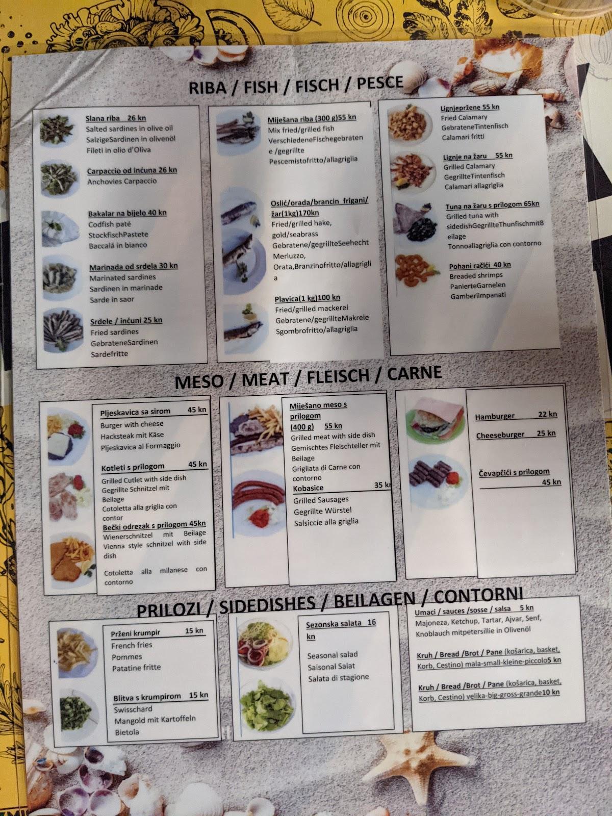Menu at Restoran "Lučica" restaurant, Ičići
