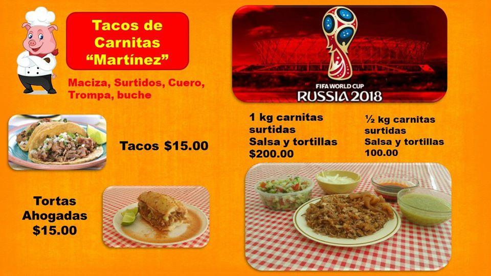 Menu at Tacos De Carnitas Martinez restaurant, Tepic