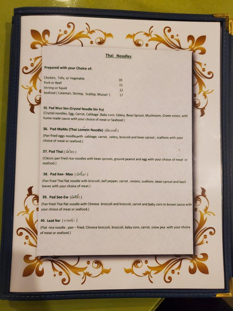 Menu at Thai E-San Restaurant, Myrtle Beach