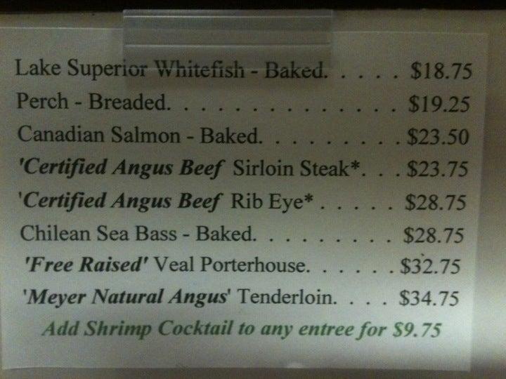 Menu at The Union Hotel & Restaurant, De Pere