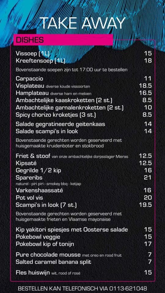 Menu at Eeterij Juno, Wemeldinge