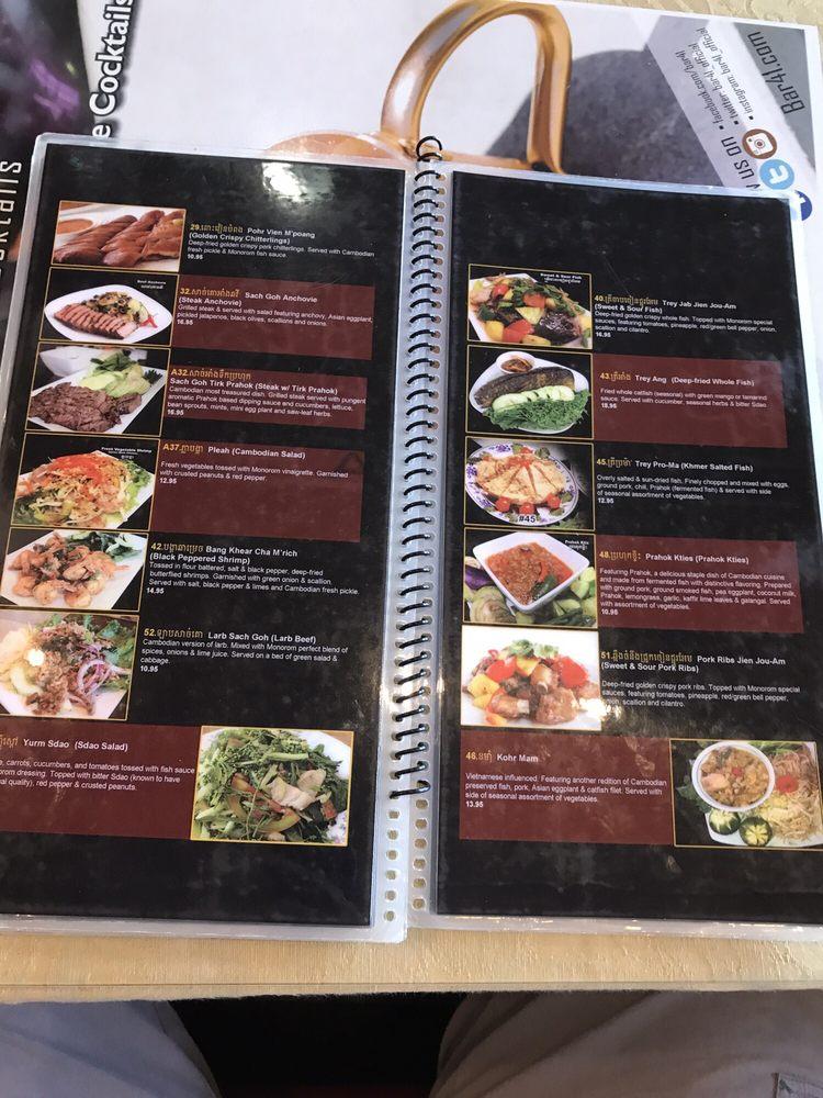 Menu at Monorom Cambodian Restaurant, Long Beach