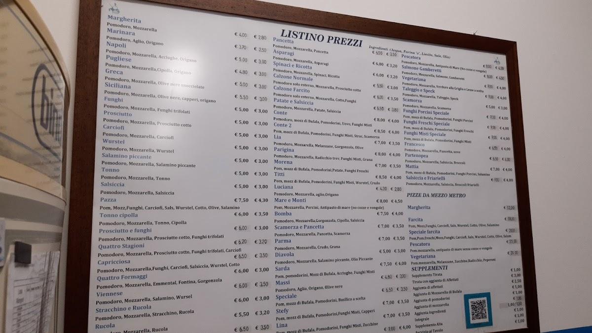 Menu da Pizzeria al Borgo, Novellara, Piazza Borgonuovo