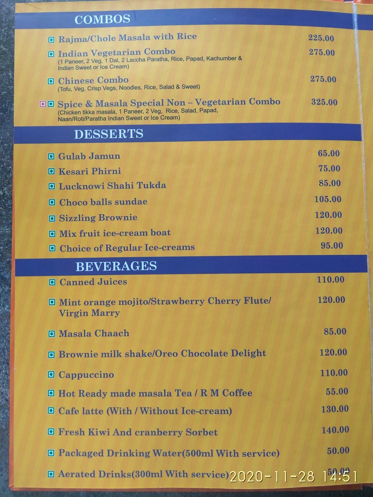 Menu at Spice & Masala Restaurant, Ahmedabad