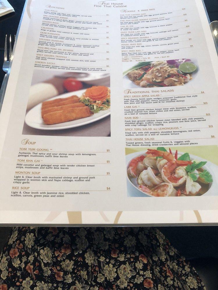 Menu at Thai House restaurant, Dothan