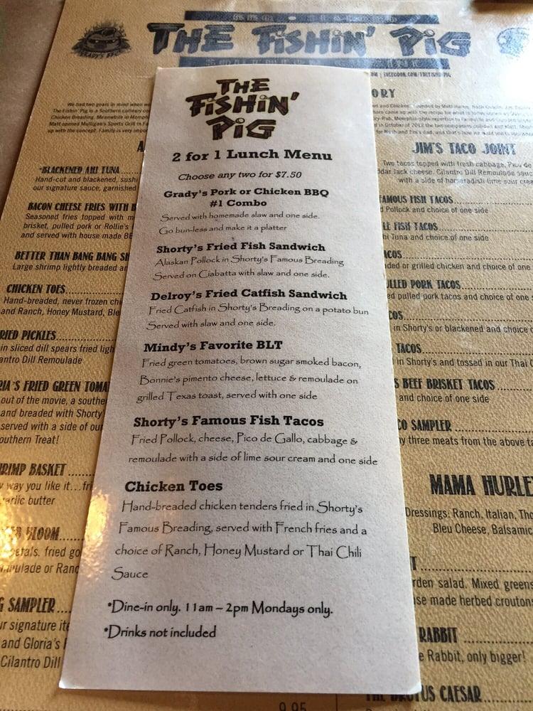 Menu at The Fishin' Pig BBQ, Farmville, S Main St
