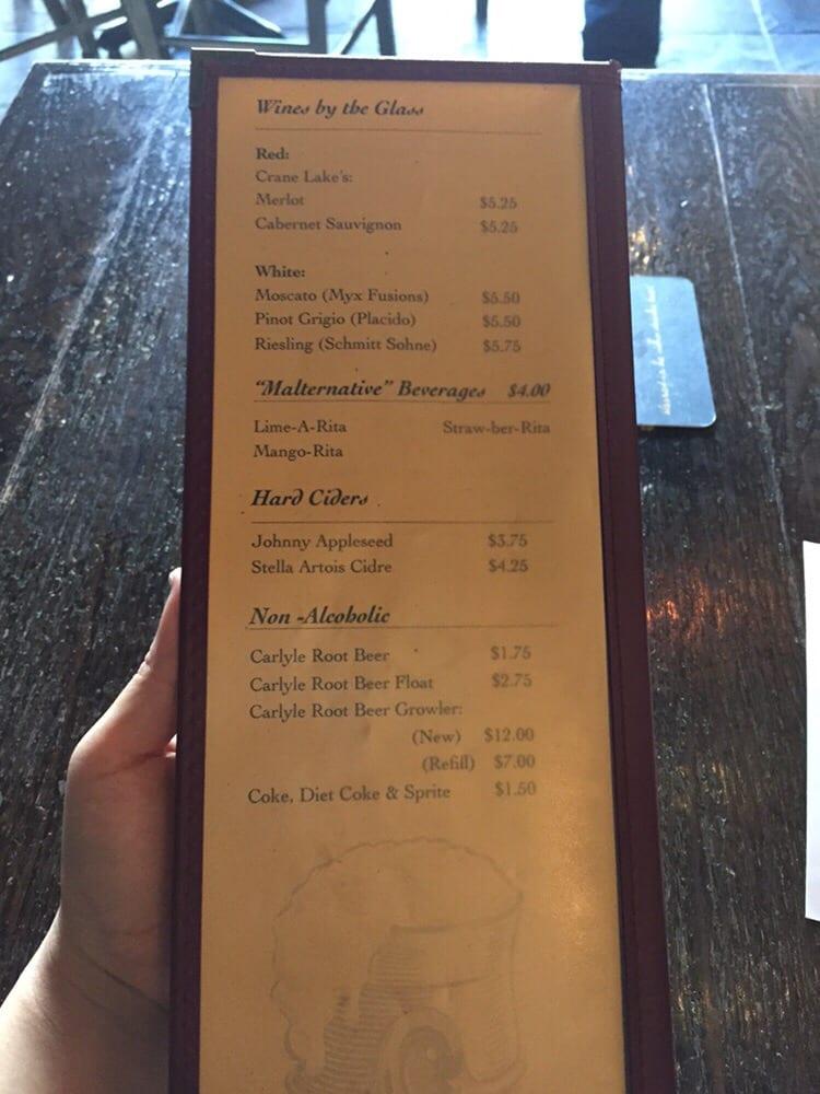 Menu at Carlyle Brewing Co restaurant, Rockford