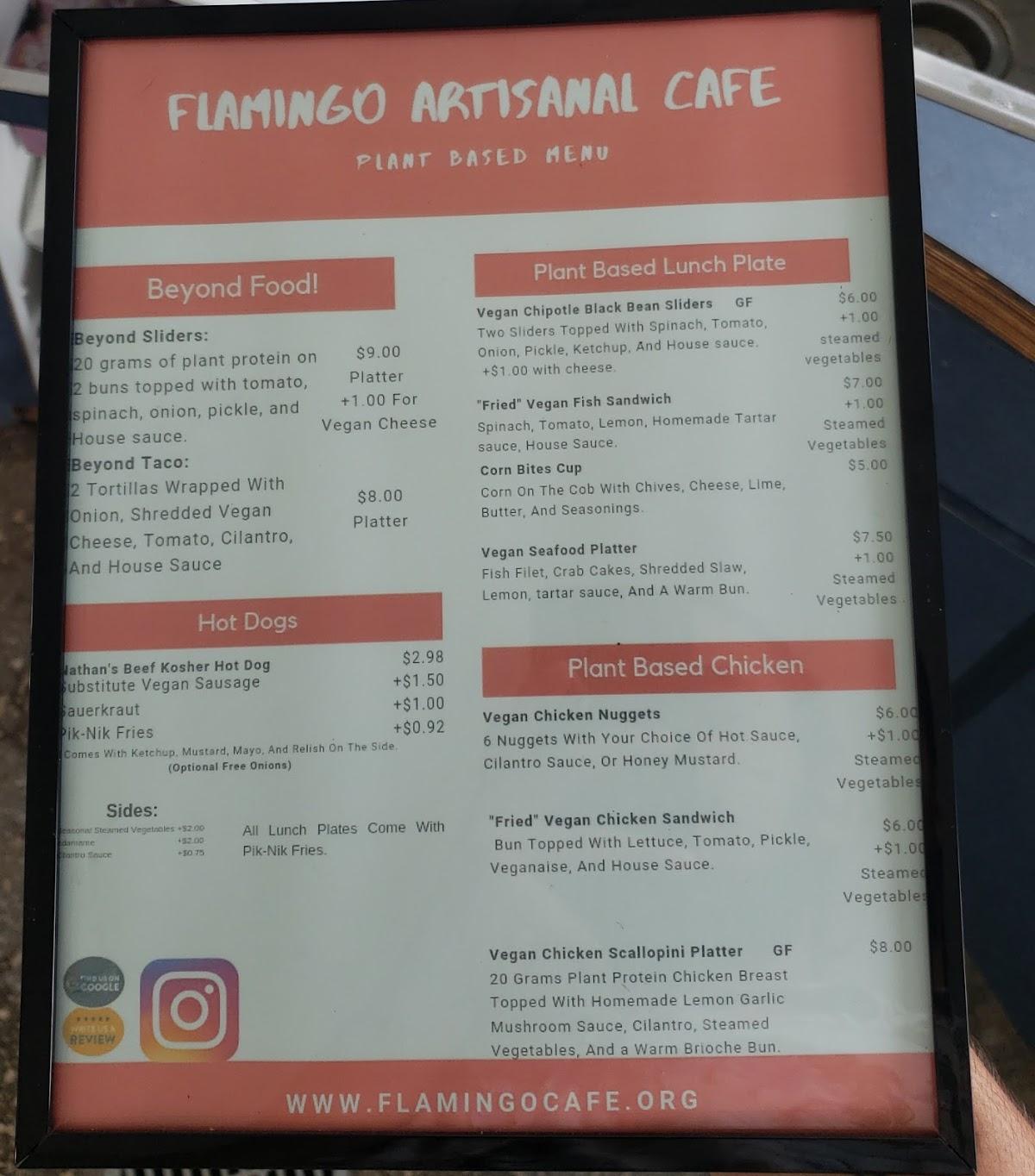 Menu at Flamingo Cafe & Kitchen, Miami Beach