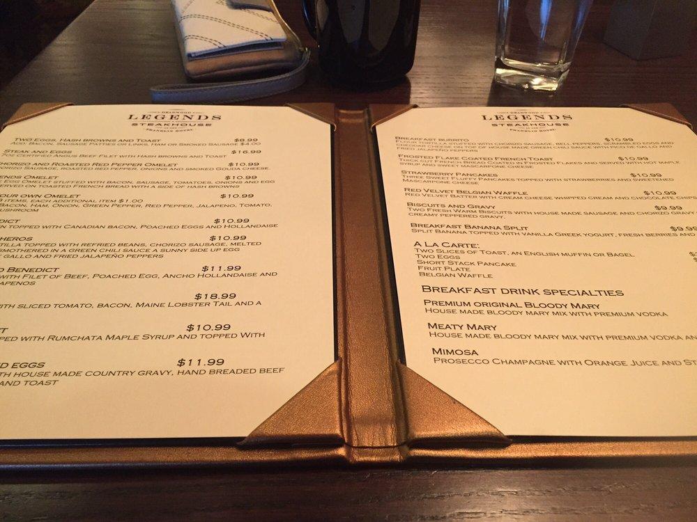 Menu at Silverado Franklin Historic Hotel & Gaming Complex, Legends ...