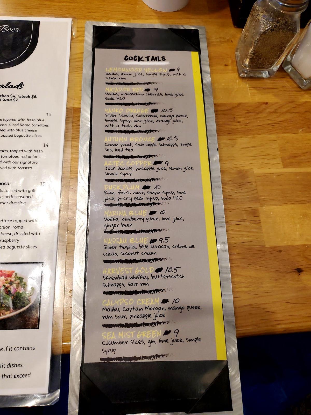 Menu at South Rims Wine & Beer Garage pub & bar, Williams