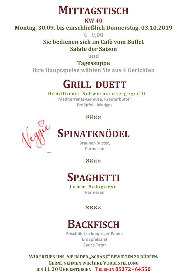 Speisekarte von Hotel zur Schanz restaurant, Ebbs