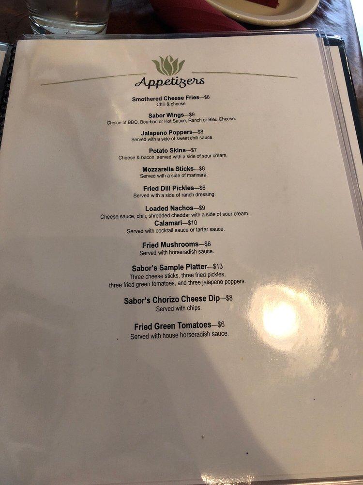 Menu at Bluegrass Sabor restaurant, Lawrenceburg