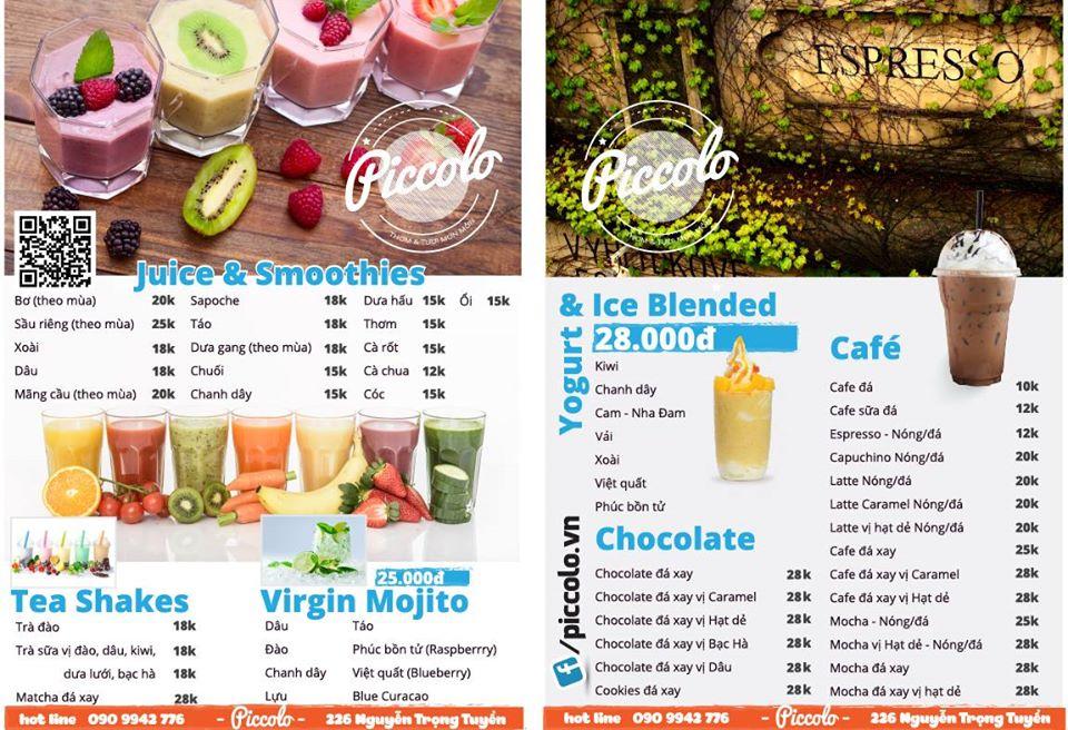 Menu at Piccolo pub & bar, Ho Chi Minh City