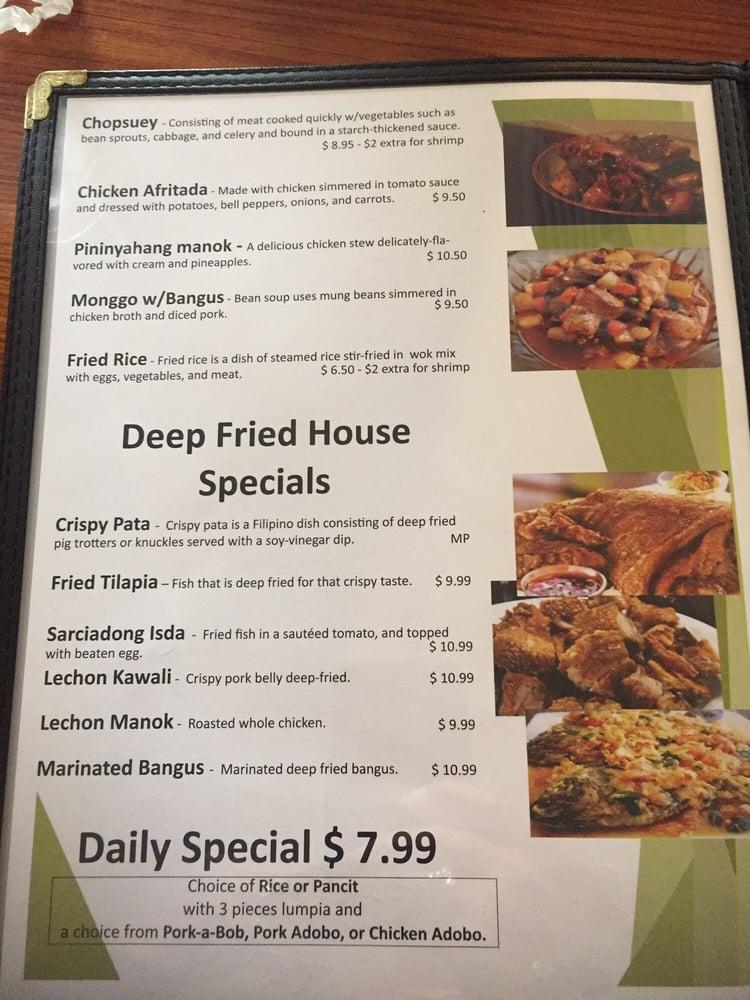 Menu at Ruby-Gin Filipino Restaurant, Pensacola, 2 N Old Corry Field Rd