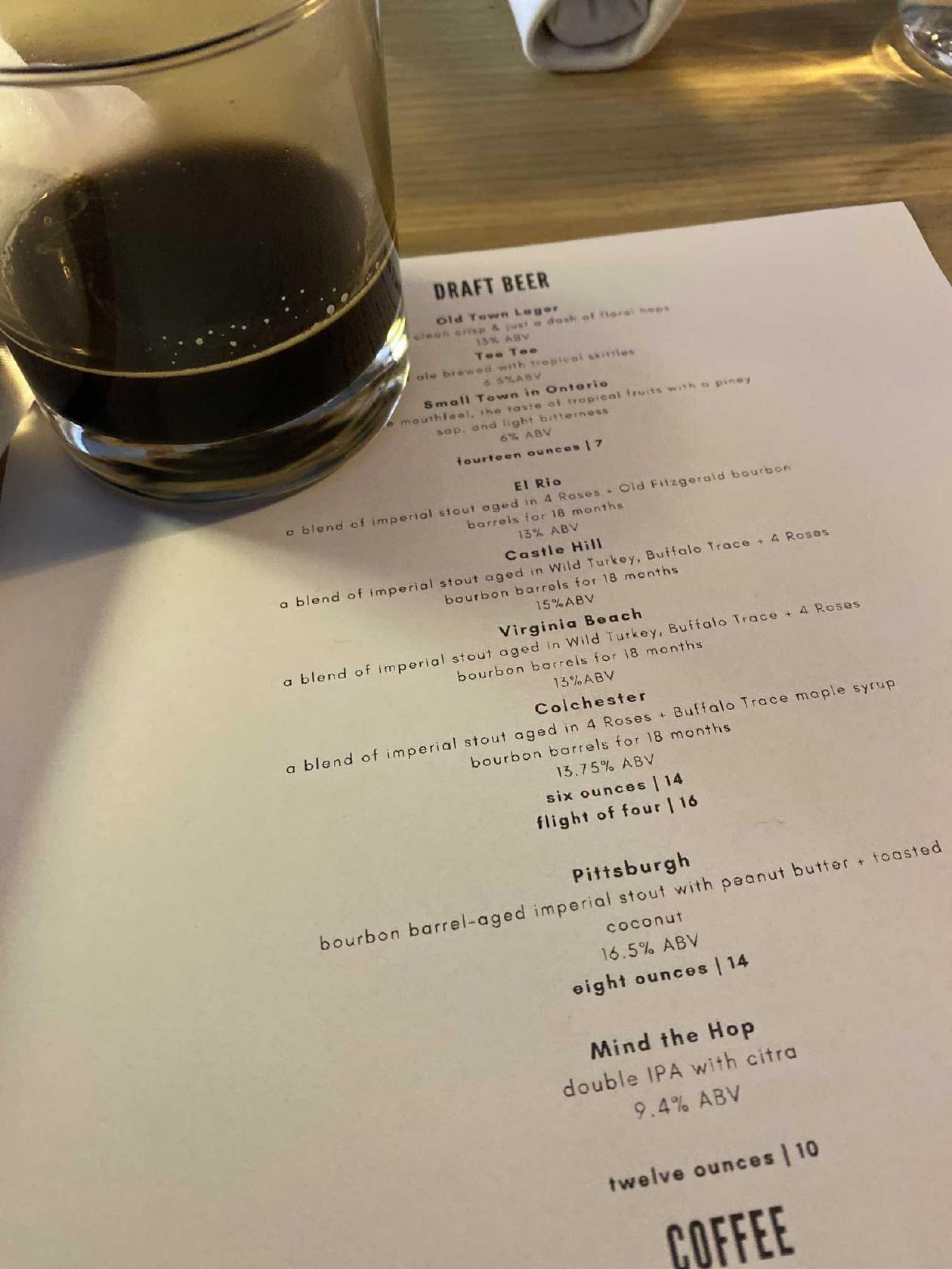 Menu at Scratch & Co. pub & bar, Pittsburgh