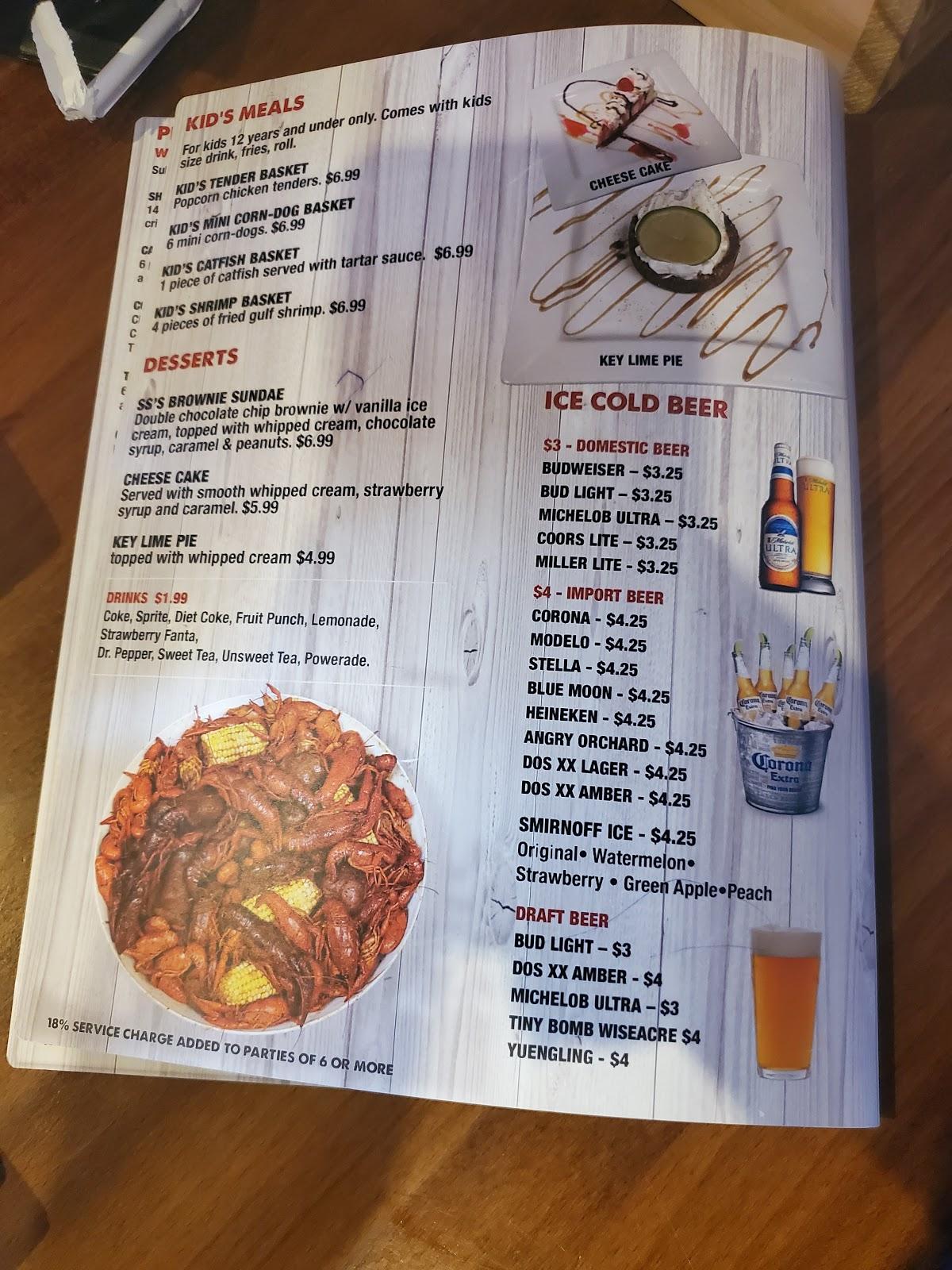 Menu at Seafood Shack restaurant, Marion