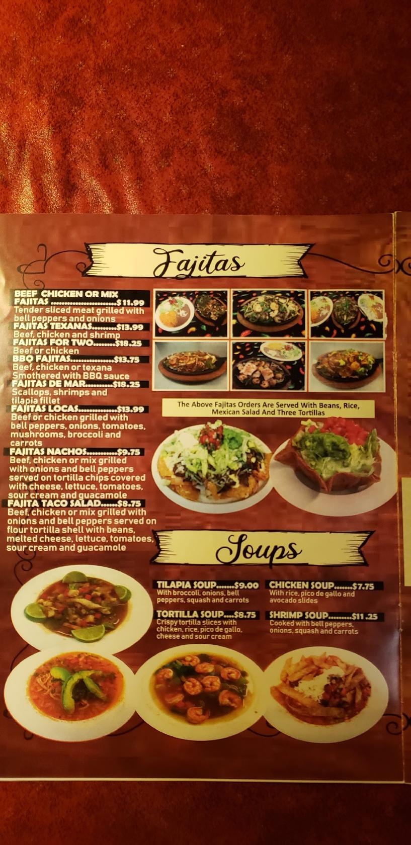 Menu at Angel's Mexican Restaurant, Sumter, 246 S Pike W