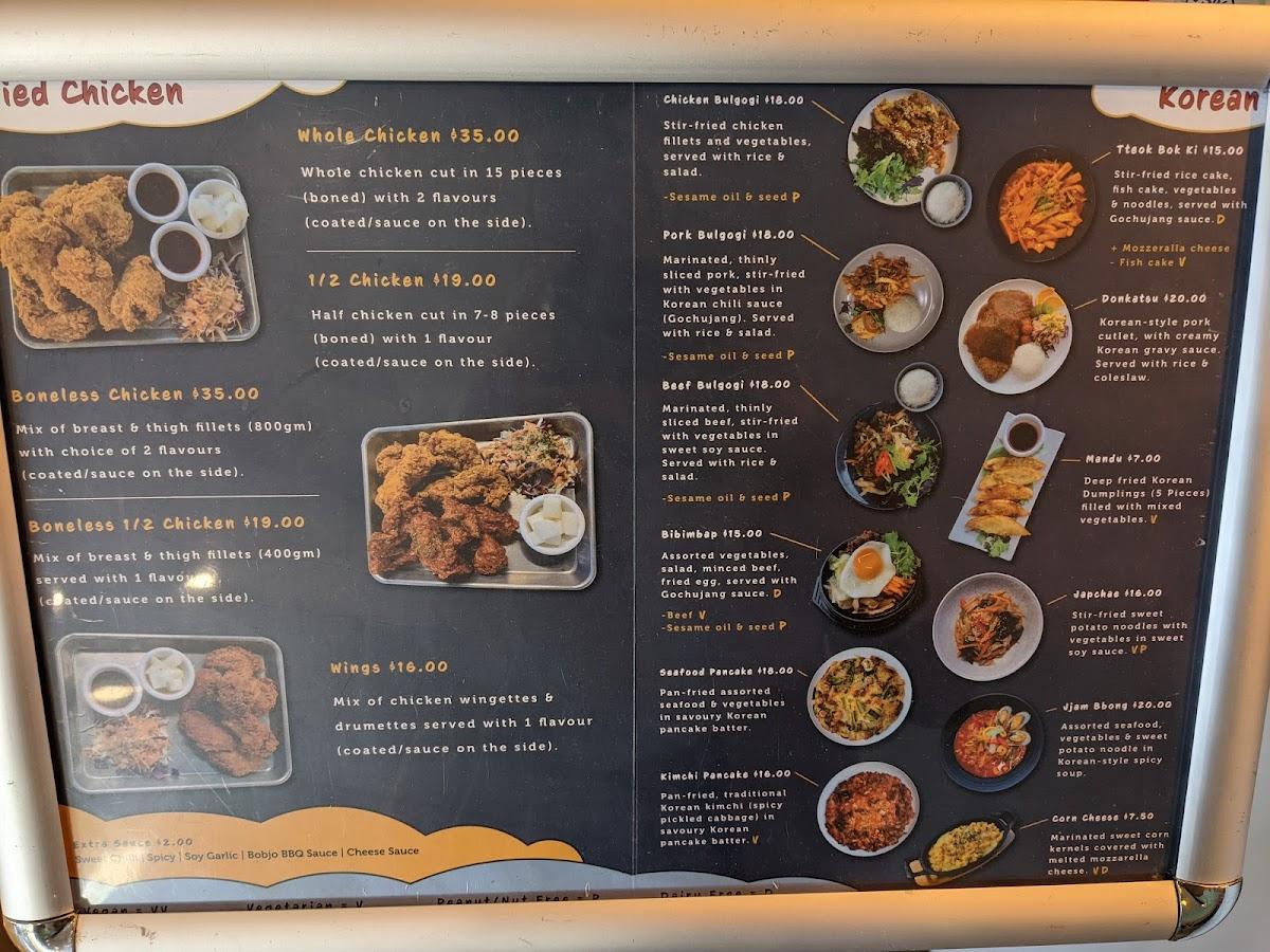 Menu at BOB JO restaurant, Mandurah