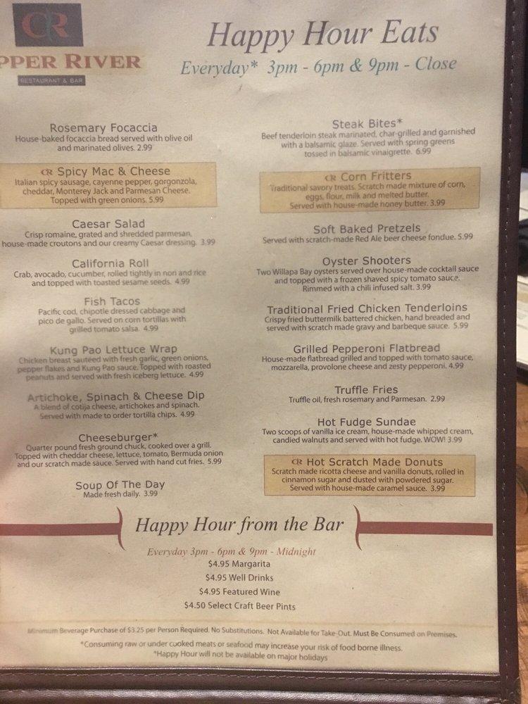 Menu at Copper River Restaurant & Bar, Hillsboro
