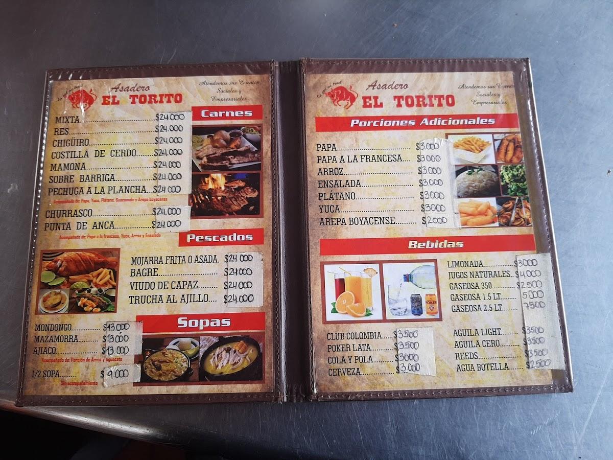 Menu at El Torito Parrilla, Bogotá