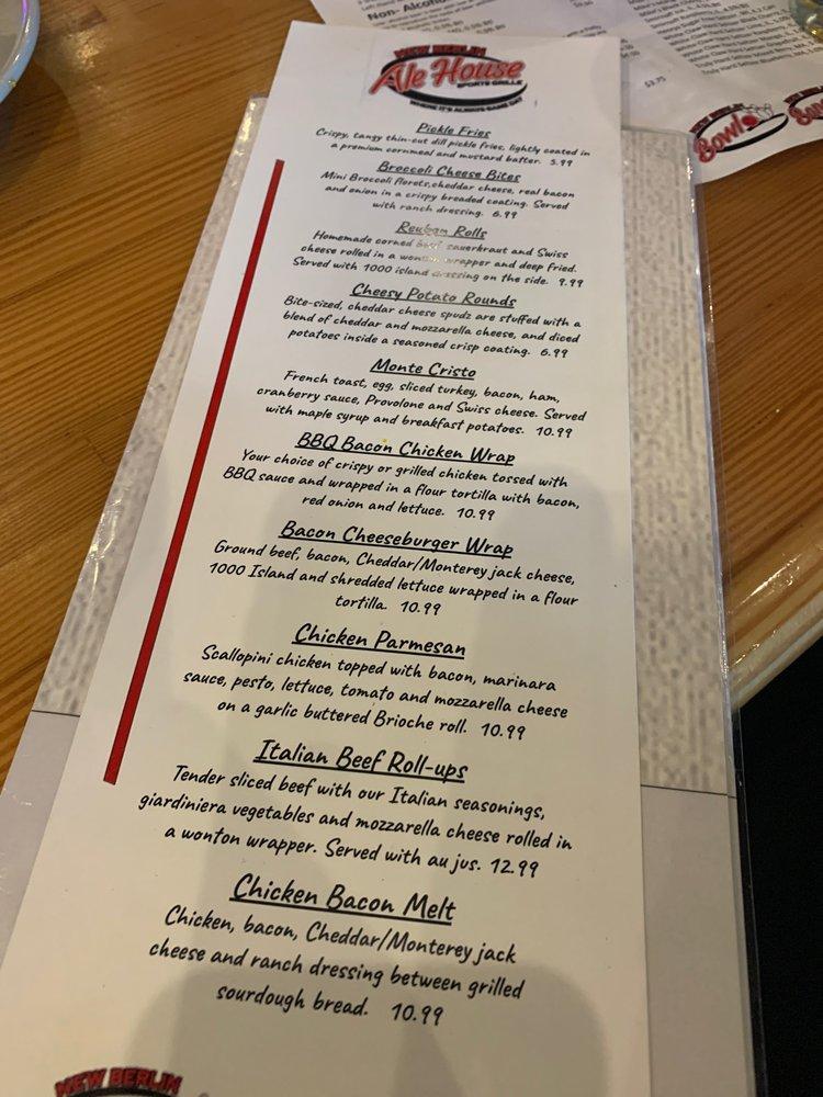 Menu at New Berlin Ale House pub & bar, New Berlin