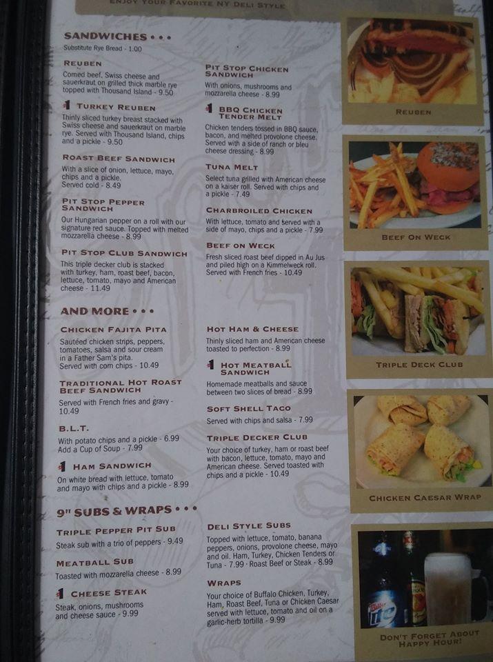 Menu at Pit Stop pub & bar, Olean