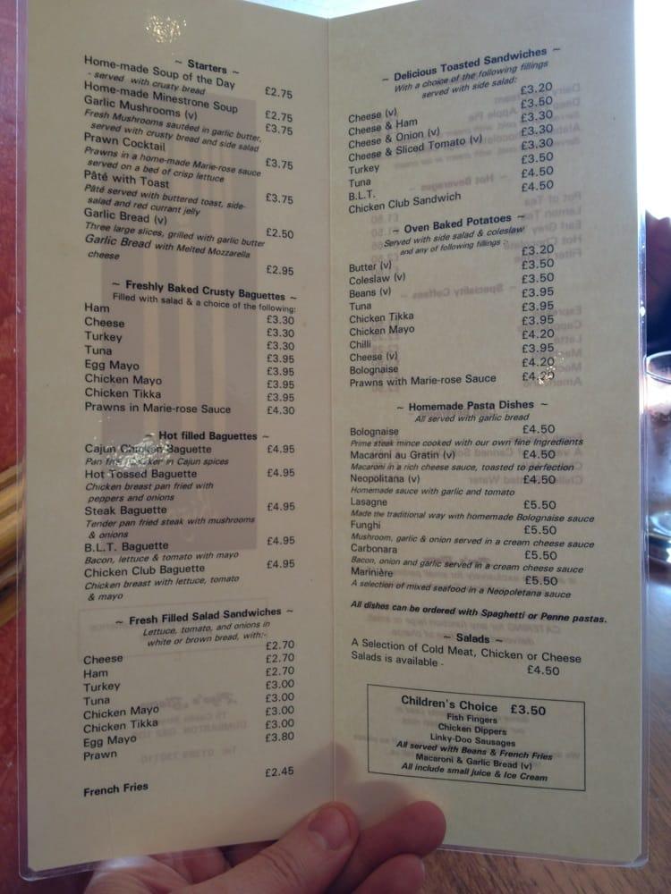 Menu at Rigo's Bistro cafe, Dumbarton