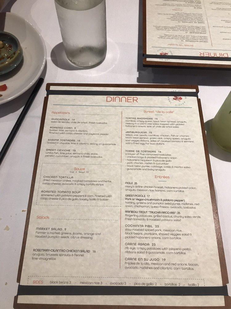 Menu at Tabachines Cocina restaurant, Fresno