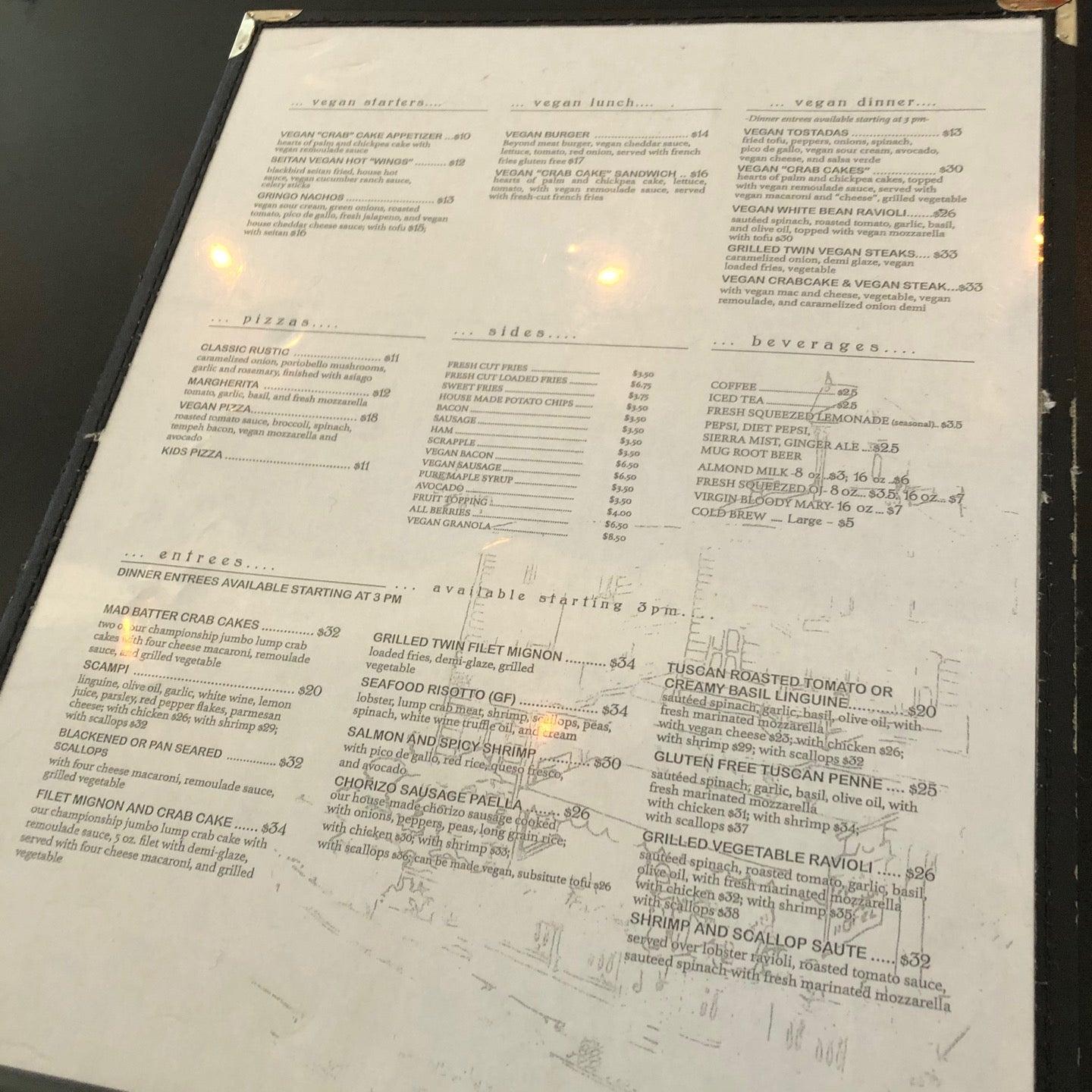Menu at The Mad Batter Restaurant & Bar, Cape May
