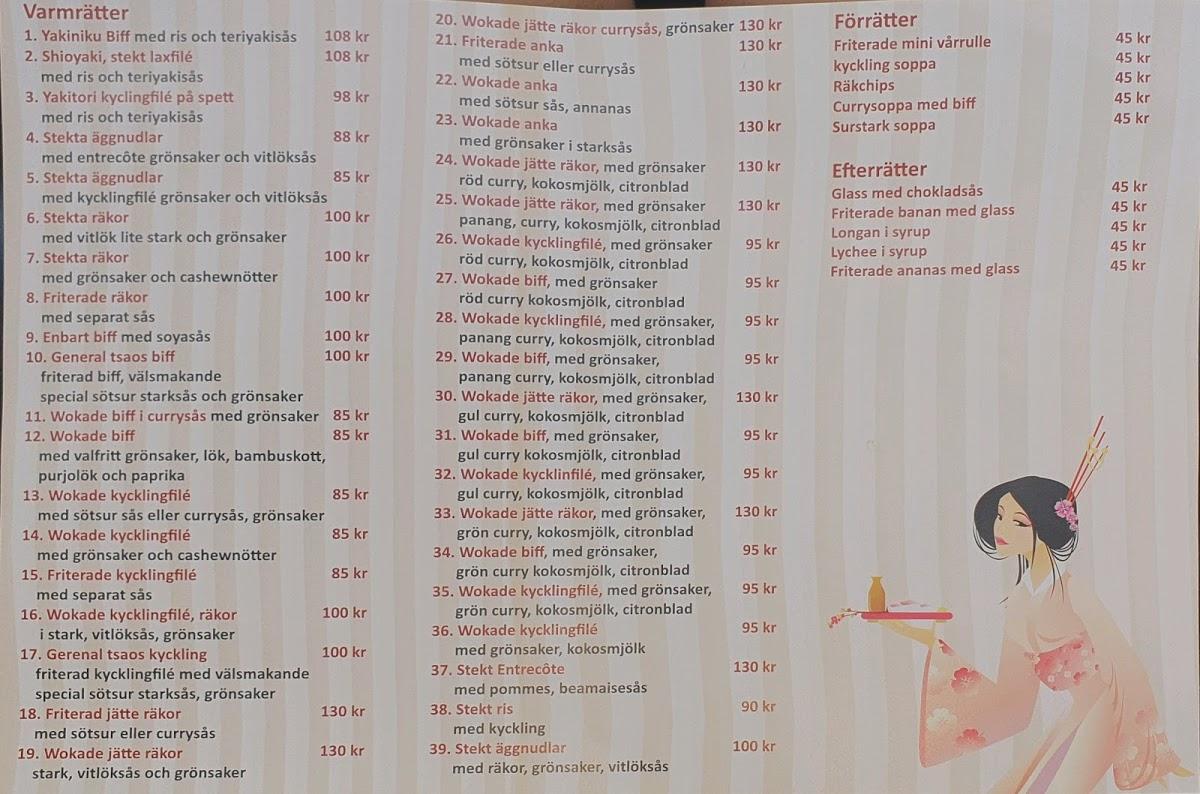 Menu at Angereds Sushi restaurant, Surte, Angereds torg 1