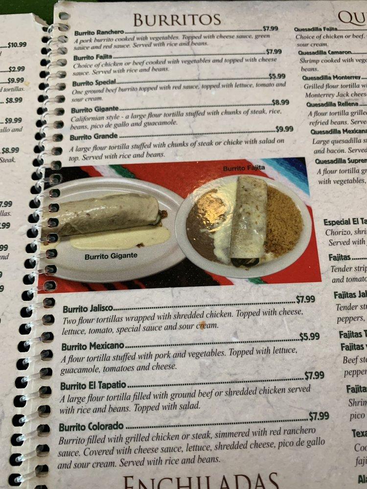 Menu at El Tapatio restaurant, Okmulgee, 315 S Wood Dr