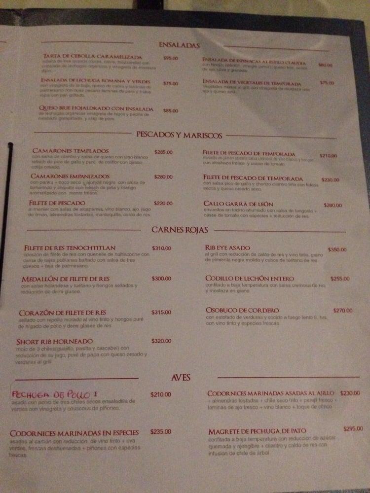 Menu at Elementos, Tijuana, Avenida Guanajuato 373 Col. Cacho