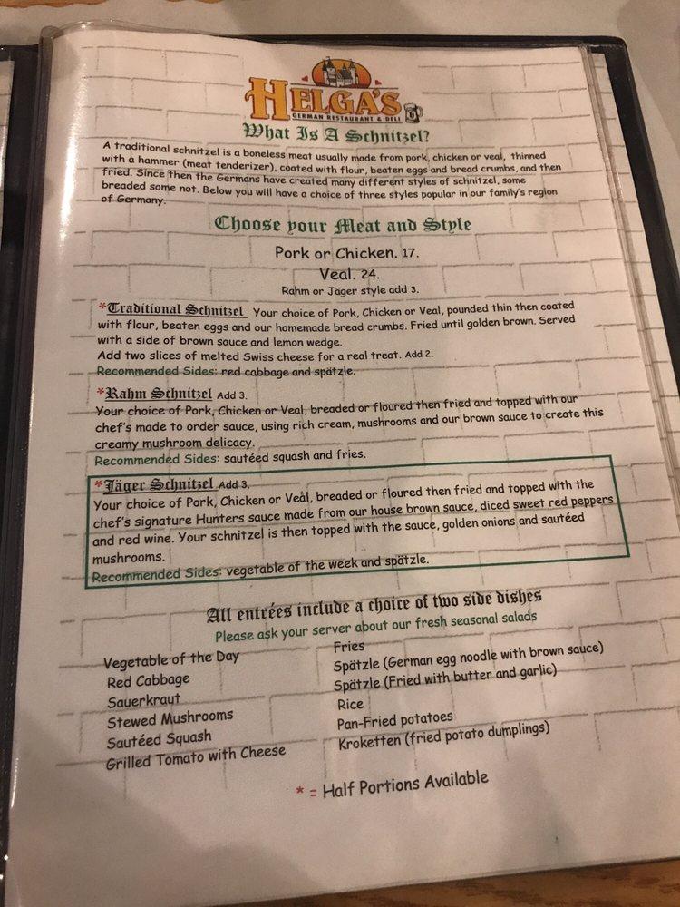 Menu at Helga's Haus & Bier Garden: German Restaurant & Bier Garden ...