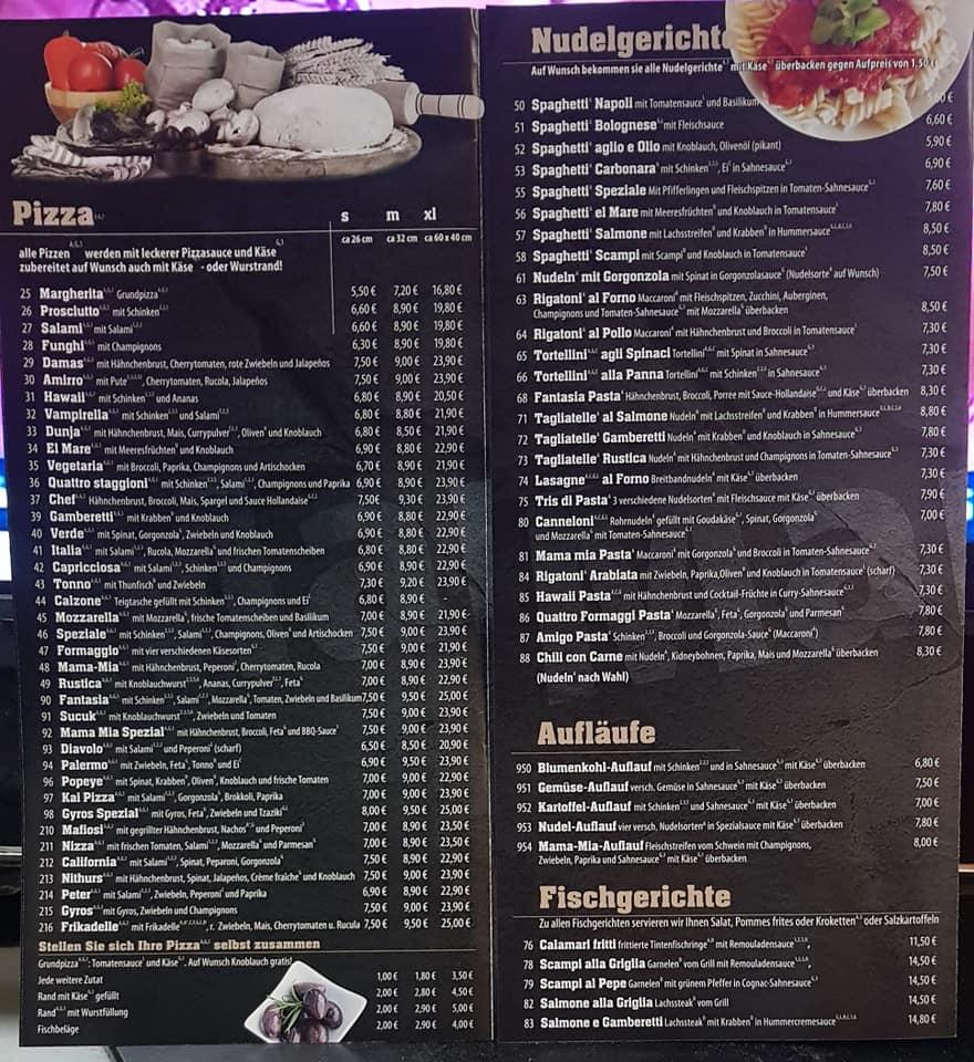 Menu at Mama Mia Pizzaservice, Bardowick