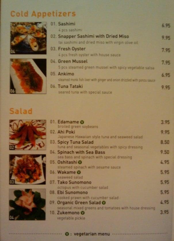 Menu at Ozora Sushi Restaurant, Concord
