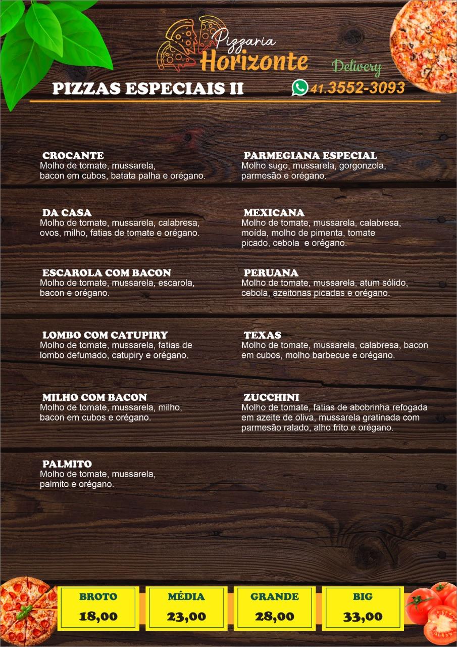 Menu em Pizzaria Horizonte, Araucária